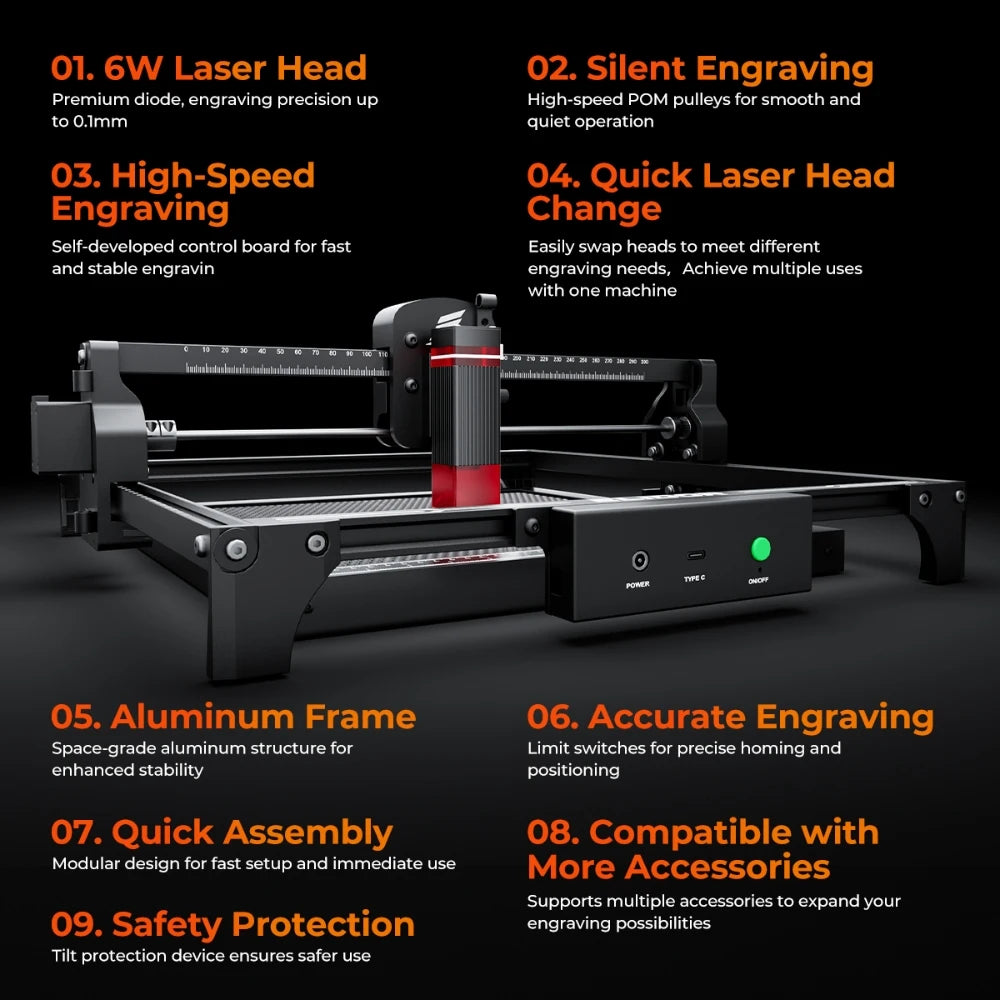 ELIDOR Z6 6W Laser Engraver Machine CNC Diode Wood Marking Cutter for ...