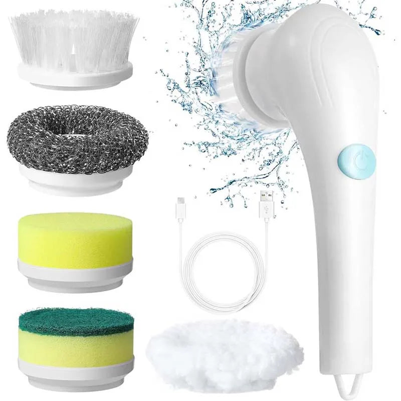 Multi-Function Five Type Brush Heads Rotation Electric Cleaning Brush ...