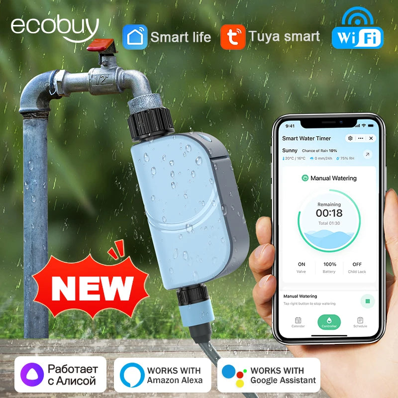 WIFI Tuya Garden Watering Timer Smart Sprinkler Drip Irrigation System ...